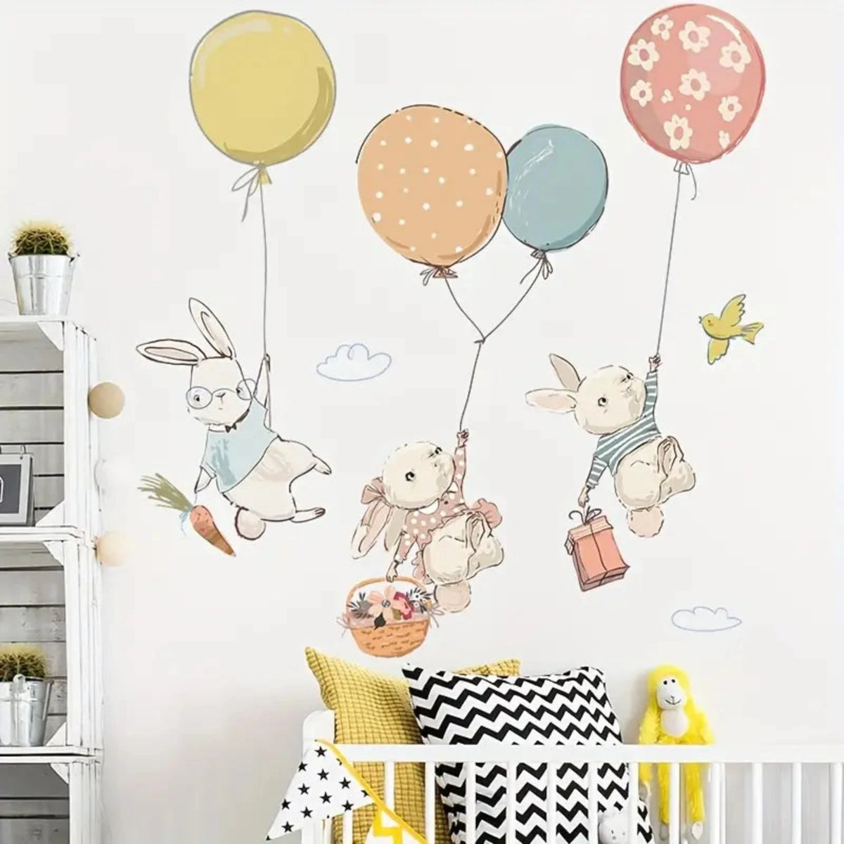 Rabbits and Balloons Wall Stickers - AW239