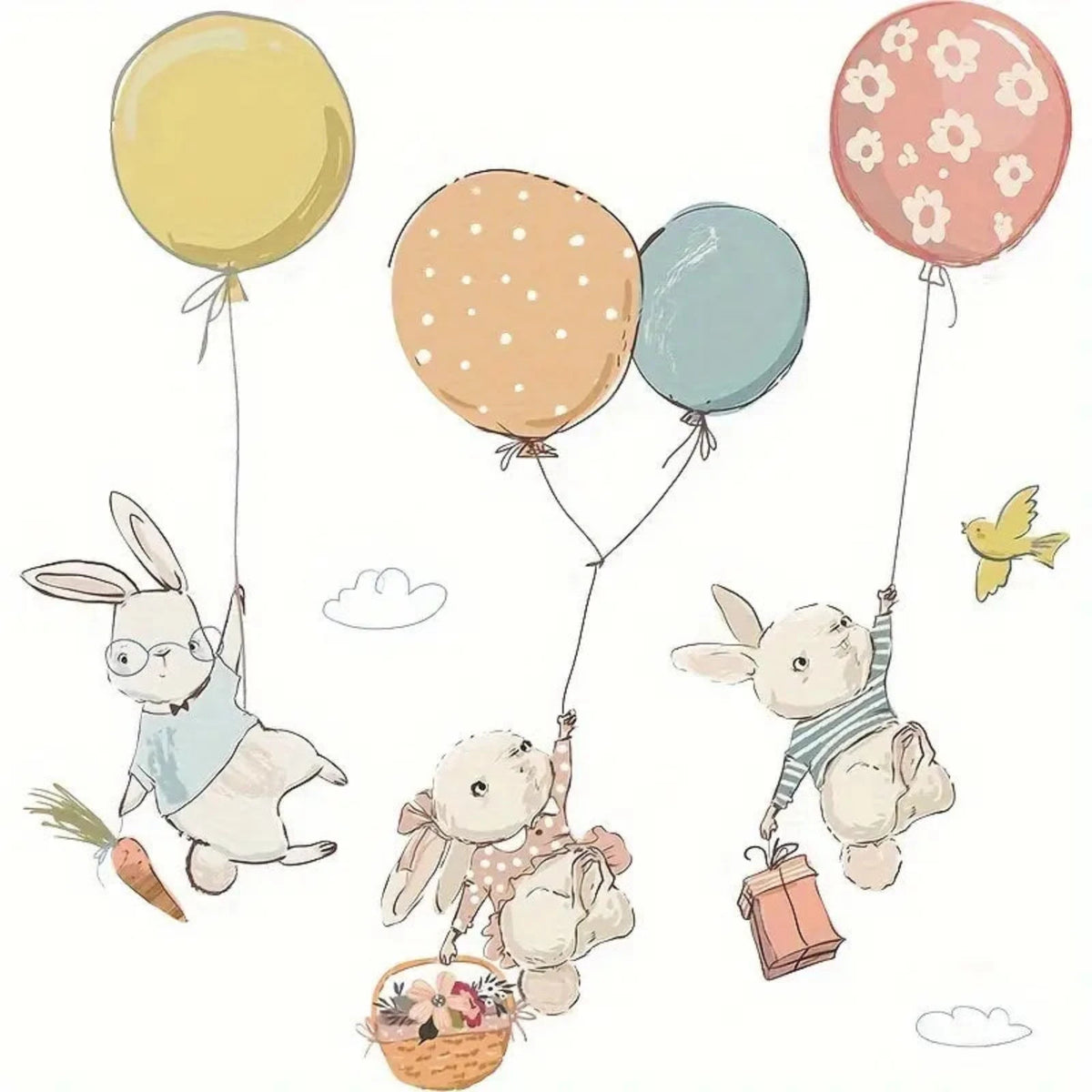 Rabbits and Balloons Wall Stickers - AW239
