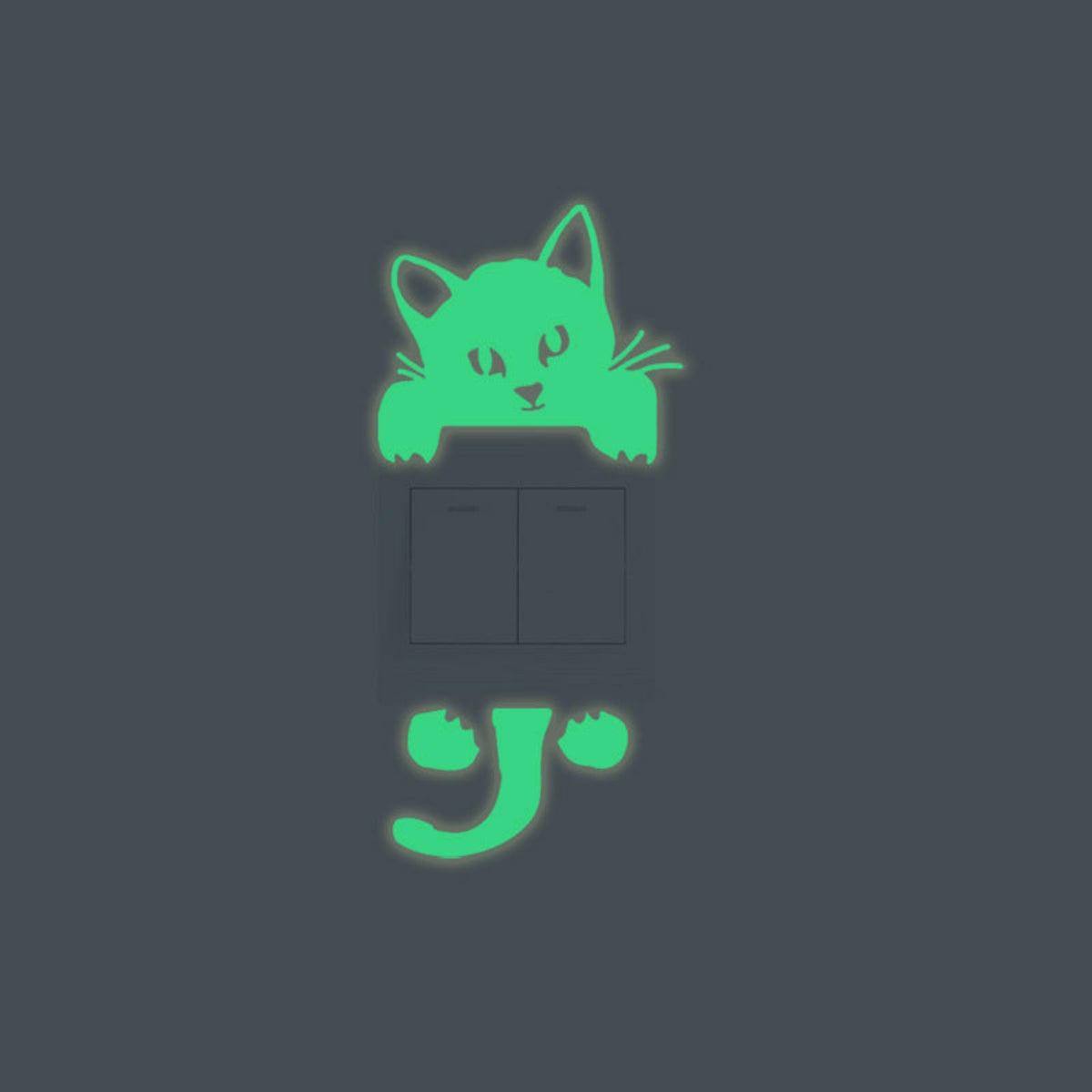 Glow in the dark cat light switch sticker