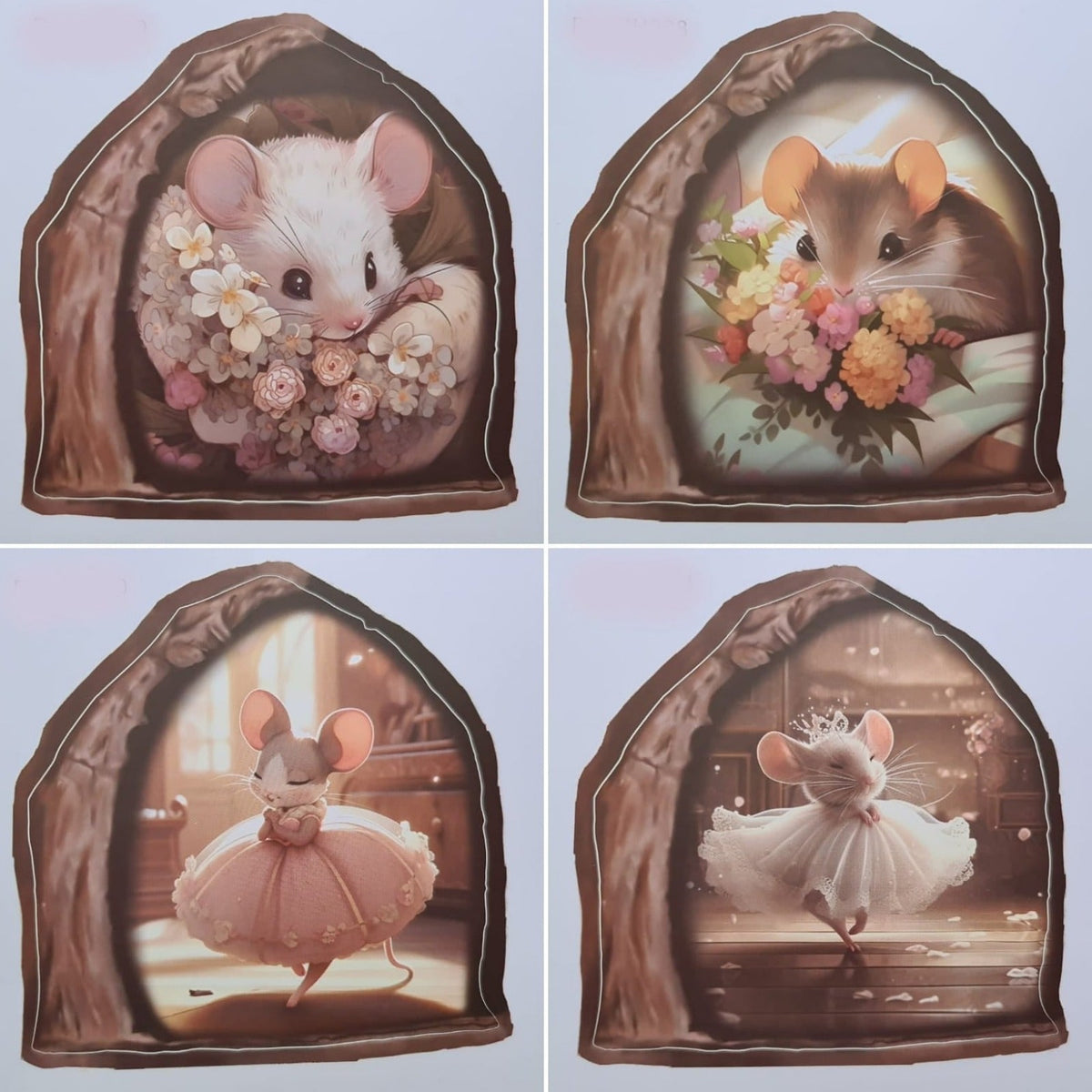 Two Mice in a hole wall decal - AW007