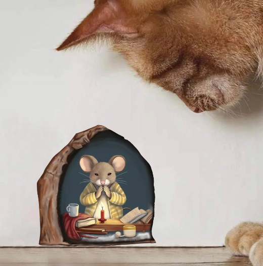 Brown Mouse Meditating in a Hole wall decal - AW1112