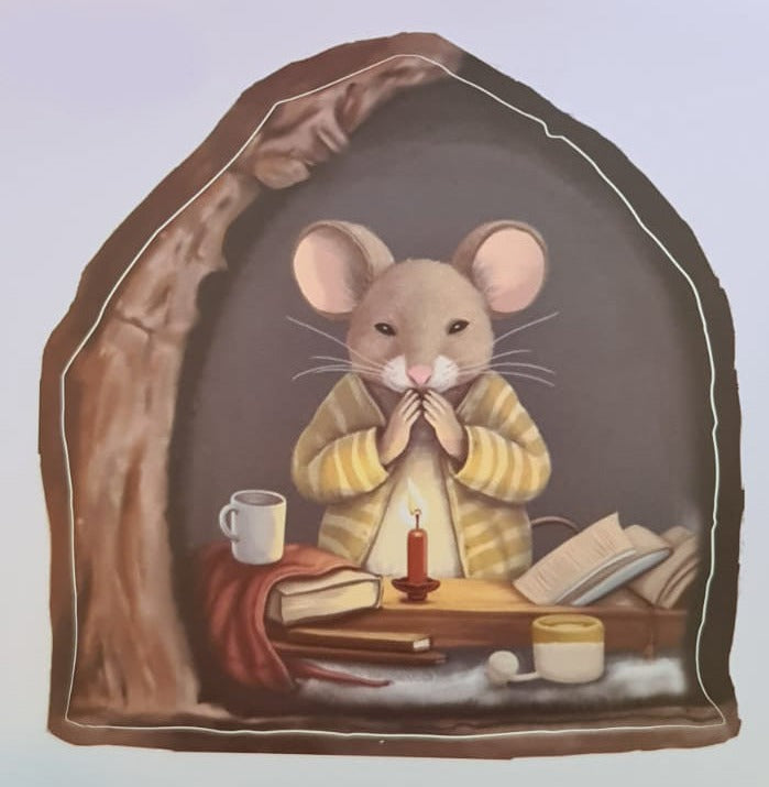 Brown Mouse Meditating in a Hole wall decal - AW1112
